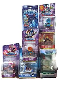 skylanders superchargers characters figures with bonus micro comic bundle. birthday bash big bubble pop fizz, lava lance eruptor, sky slicer, splat, big bubble pop fizz and elite zook.