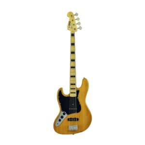 cnz audio jb 1975 vintage electric bass guitar - left handed - natural gloss finish, solid alder body, gloss maple neck & fingerboard