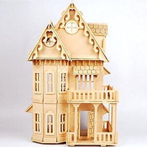 NWFashion 17" Wooden Dream Dollhouse 2 Floors with Furnitures DIY Kits for Christmas Party Dollouse (Gothic Furnitures Sets)