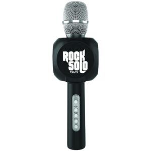 tzumi rock solo bluetooth karaoke microphone and speaker with retractable smartphone holder - compatible with most karaoke apps