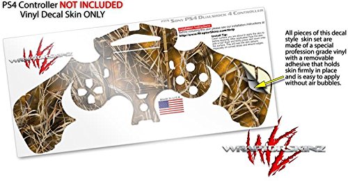 WraptorSkinz Skin Compatible with Sony PS4 Dualshock Controller PlayStation 4 Original Slim and Pro WraptorCamo Grassy Marsh Camo Orange (Controller NOT Included)