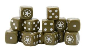 us army - allied star d6 dice set (16) bolt action by warlord games