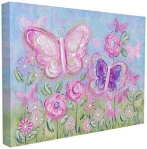 stupell industries the kids room by stupell pastel butterflies in a garden canvas wall art, 16 x 20, design by artist reesa qualia