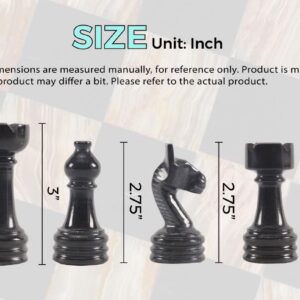 Radicaln Marble Chess Pieces Black & Multi Green 3.5 Inch King Figures Handmade 32 Chess Figures - Suitable for 16-20 Inch Chess Game - Board Games