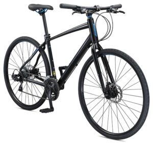 schwinn vantage f3 mens/womens sport hybrid bike, 21-speed drivetrain, 55cm/small aluminum frame, flat bar, disc brakes, smooth ride technology, black