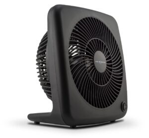 air monster 7 inch 2 speed compact desktop table top personal box fan, space saver, high performance, turbo force, fully assembled, matte black