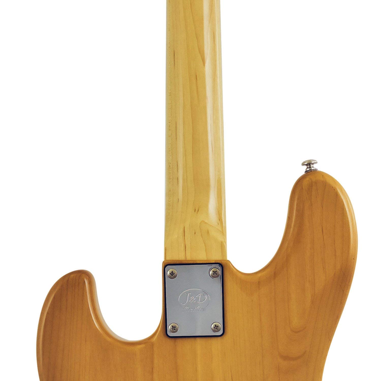 CNZ Audio JB 1975 Vintage Electric Bass Guitar - Left Handed - Natural Gloss Finish, Solid Alder Body, Gloss Maple Neck & Fingerboard