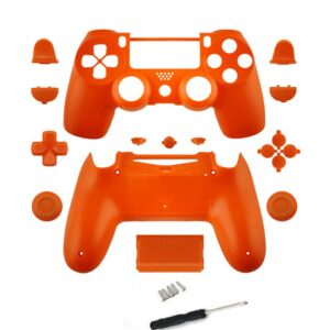 ambertown replacement full housing shell case cover with buttons mod kit for ps4 pro slim for sony playstation 4 dualshock 4 ps4 slim pro wireless controller - orange