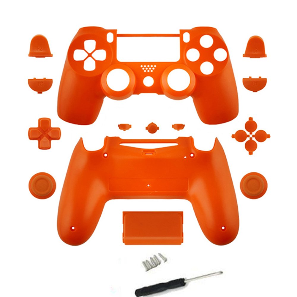 Ambertown Replacement Full Housing Shell Case Cover with Buttons Mod Kit for PS4 Pro Slim for Sony Playstation 4 Dualshock 4 PS4 Slim Pro Wireless Controller - Orange