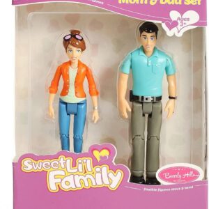 Beverly Hills Doll Collection TM Sweet Li'l Family Dollhouse People Set of 2 Action Figures Set Mom and Dad, Doll House Accessories for Toddlers