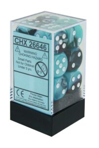 dnd dice set-chessex d&d dice-16mm gemini black, shell, and white plastic polyhedral dice set-dungeons and dragons dice includes 12 dice – d6, various (chx26646)