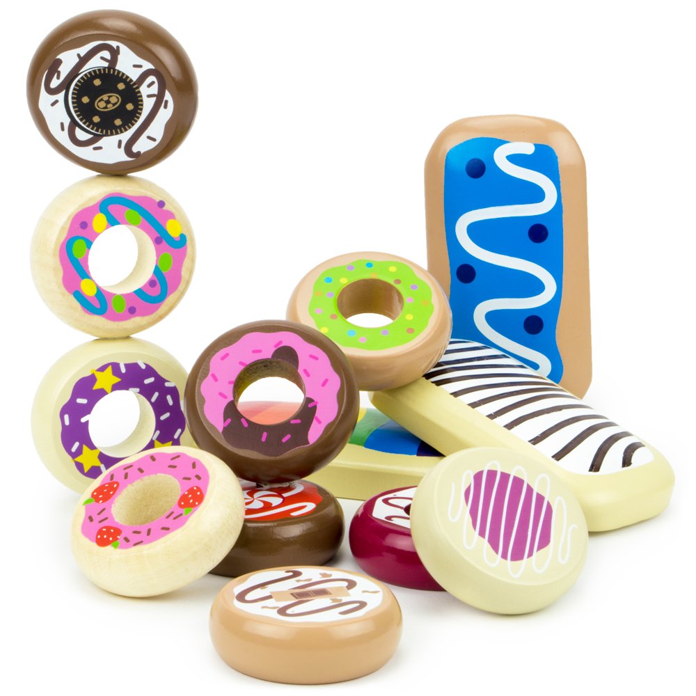 Imagination Generation Baker's Dozen Wooden Donuts, 13 Assorted Colorful Wood Eats! Pastries