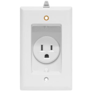 topgreener recessed single receptacle outlet with clock hanger hook, tamper-resistant, size 1-gang 4.48" x 2.76", 15a 125v, tg115r31, white