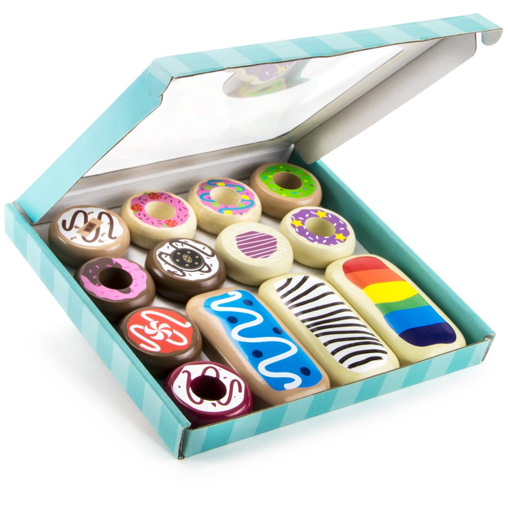 Imagination Generation Baker's Dozen Wooden Donuts, 13 Assorted Colorful Wood Eats! Pastries