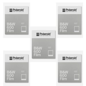 polaroid originals b&w 600 instant camera film (8 exposures) 5-pack