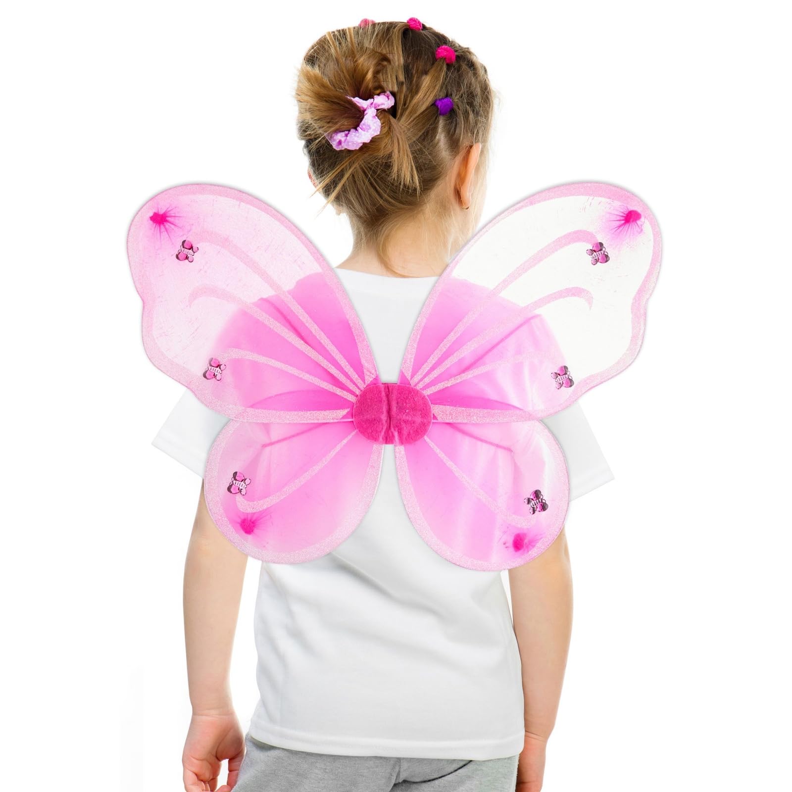 BLUE PANDA 6-Pack Fairy Wings for Girls, Butterfly Wings for Girls with Rhinestone Embellishments, Costume Fairy Wings Party Pack for Dress-Up, Halloween, and Imaginative Play (6 Vibrant Colors)