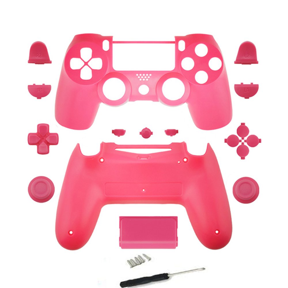 Replacement Full Housing Shell Case Cover with Buttons Mod Kit For PS4 Pro Slim For Sony Playstation 4 Dualshock 4 PS4 Slim Pro Wireless Controller - Pink