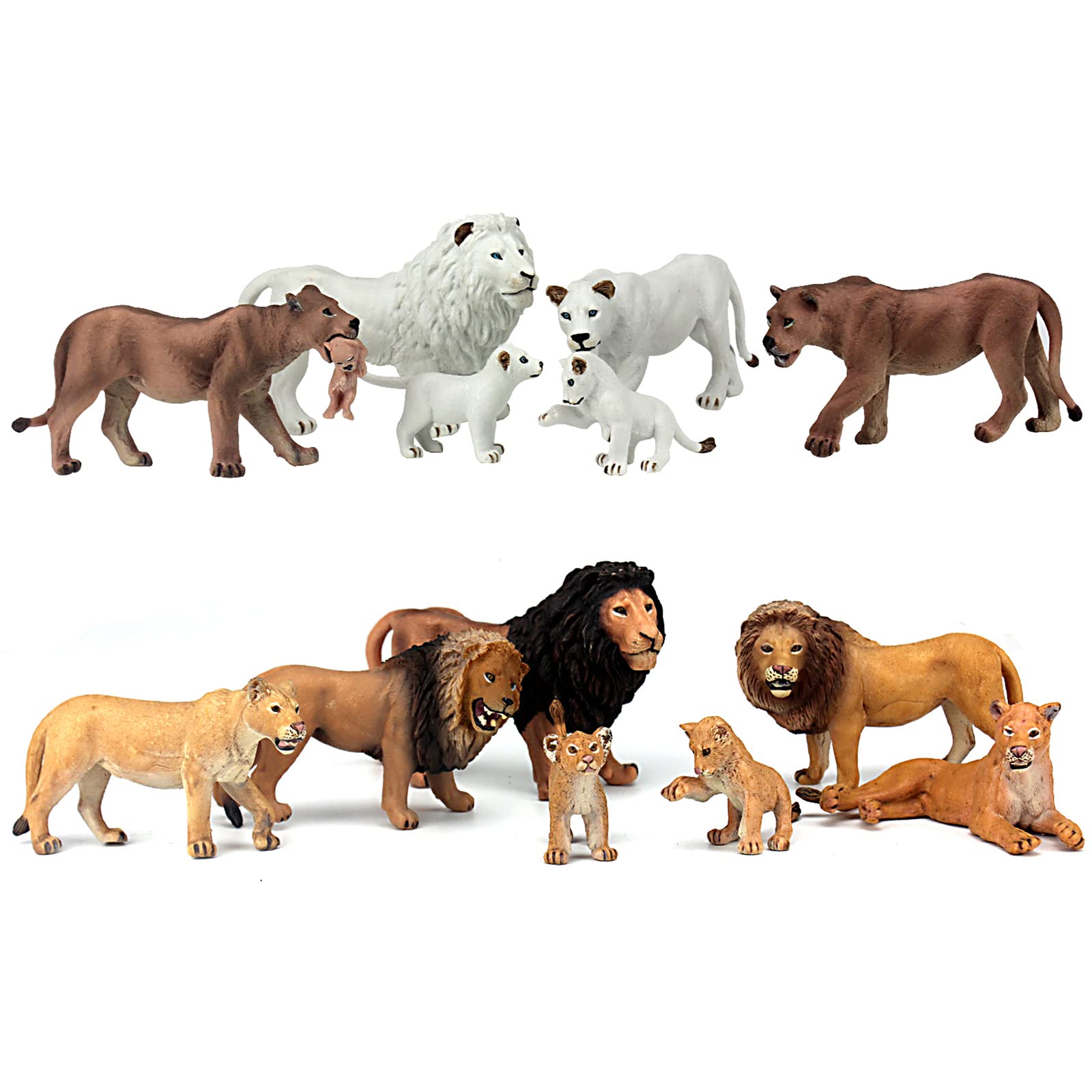 FUNSHOWCASE African Jungle Animals Toy Lions Figure Realistic Plastic Figurine Playset Lot 13-Piece