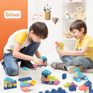 Building Block Sets for Kids, 41PCS Silicone Stacking Blocks for Toddlers, Multi-Colored Soft and Chewable STEM Toys,Early Learning Construction Building Teething Toys for Kids (Animal Series)