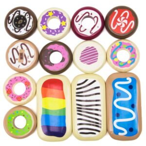 imagination generation baker's dozen wooden donuts, 13 assorted colorful wood eats! pastries