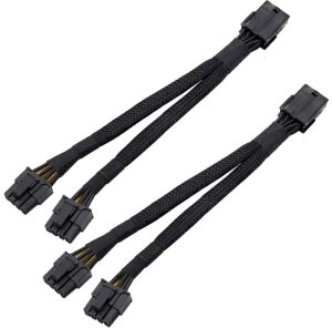 teamprofitcom 16 awg gpu vga pci-e 8 pin pci express graphics video card gpu vga 8 pin female to dual gpu 8(6+2) pin male sleeved splitter power extension cable 12-inches (2 pack)