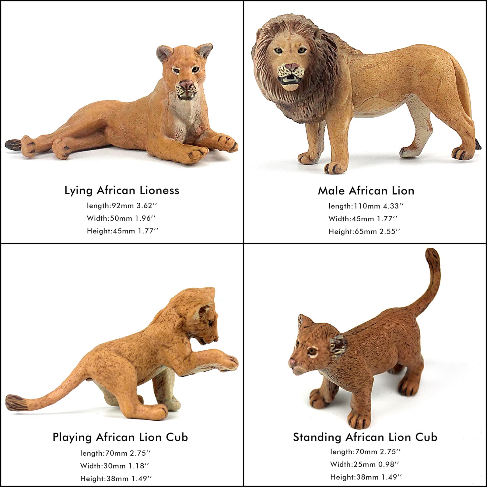 FUNSHOWCASE African Jungle Animals Toy Lions Figure Realistic Plastic Figurine Playset Lot 13-Piece