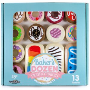 Imagination Generation Baker's Dozen Wooden Donuts, 13 Assorted Colorful Wood Eats! Pastries