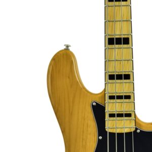 CNZ Audio JB 1975 Vintage Electric Bass Guitar - Left Handed - Natural Gloss Finish, Solid Alder Body, Gloss Maple Neck & Fingerboard