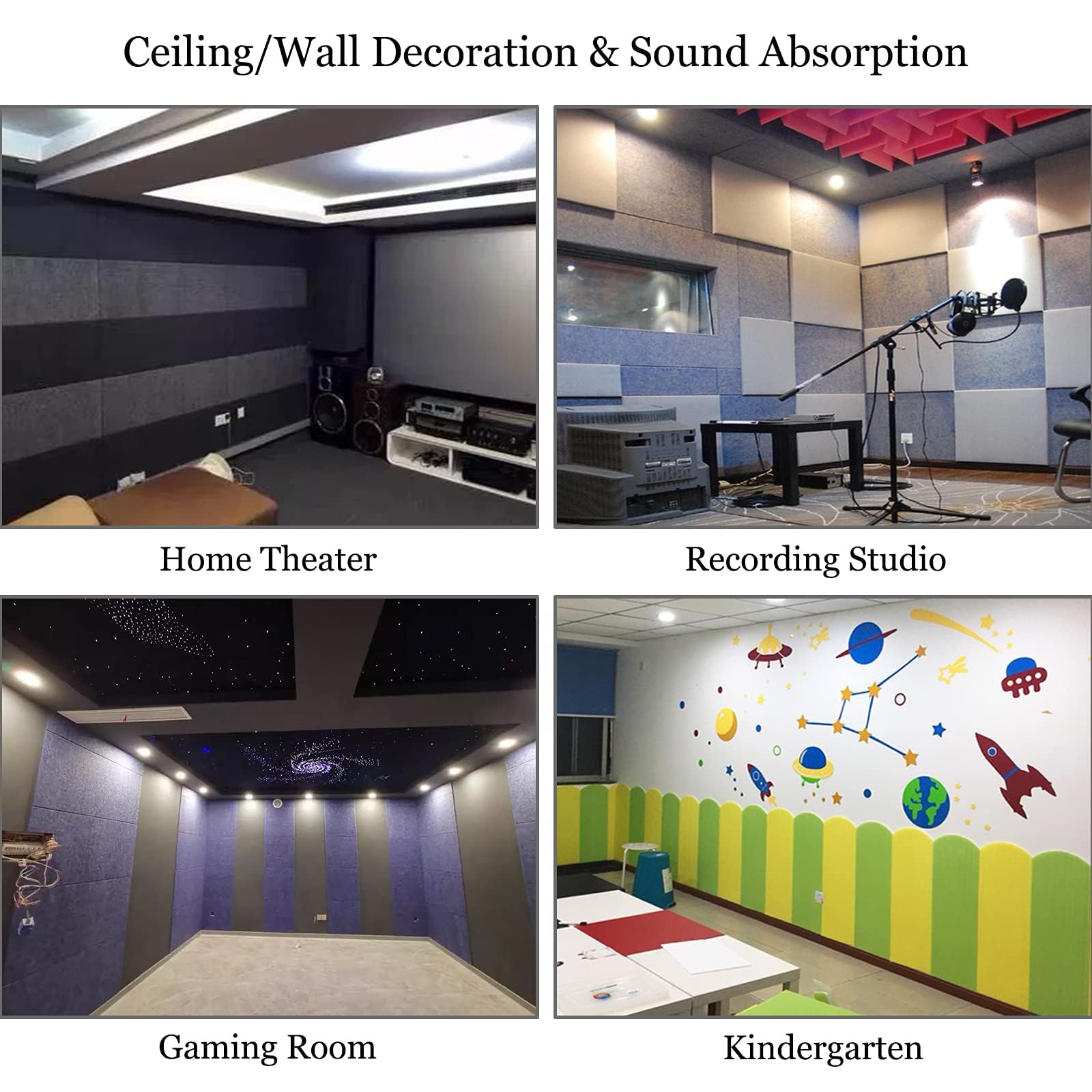 BXI Sound Absorber - 16 X 12 X 3/8 Inches 6 Pack High Density Acoustic Absorption Panel, Sound Absorbing Panels Reduce Echo Reverb, Tackable Acoustic Panels for Wall and Ceiling Acoustic Treatment