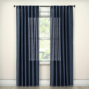 threshold stitched edge curtain panel " navy" 54"x 108"