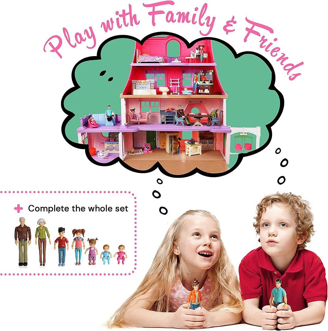 Beverly Hills Doll Collection TM Sweet Li'l Family Dollhouse People Set of 2 Action Figures Set Mom and Dad, Doll House Accessories for Toddlers