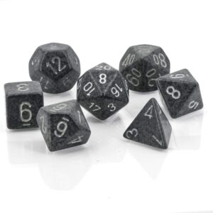 dnd dice set-chessex d&d dice-16mm speckled hi-tech plastic polyhedral dice set-dungeons and dragons dice includes 7 dice - d4 d6 d8 d10 d12 d20 d% (chx25340)