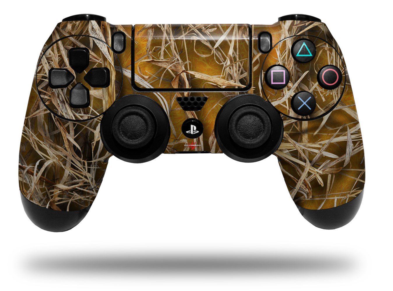 WraptorSkinz Skin Compatible with Sony PS4 Dualshock Controller PlayStation 4 Original Slim and Pro WraptorCamo Grassy Marsh Camo Orange (Controller NOT Included)