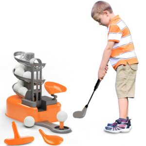 iplay, ilearn kids golf toys set w/left & right club head, boys outdoor sport toy age 3-5, toddler indoor golf ball game, child exercise active, yard play birthday gift 4 6 7 8 year olds toddler girl