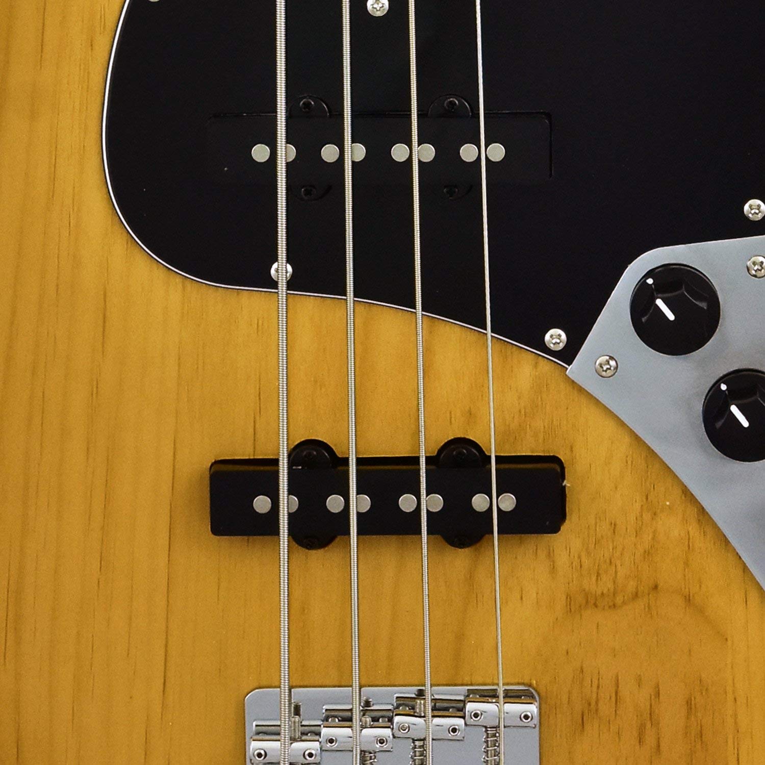 CNZ Audio JB 1975 Vintage Electric Bass Guitar - Left Handed - Natural Gloss Finish, Solid Alder Body, Gloss Maple Neck & Fingerboard