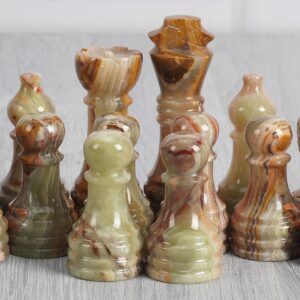 Radicaln Marble Chess Pieces Black & Multi Green 3.5 Inch King Figures Handmade 32 Chess Figures - Suitable for 16-20 Inch Chess Game - Board Games