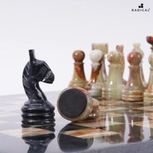 Radicaln Marble Chess Pieces Black & Multi Green 3.5 Inch King Figures Handmade 32 Chess Figures - Suitable for 16-20 Inch Chess Game - Board Games