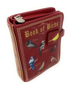 shag wear book of birds small wallet for women and teen girls vegan faux leather 4.5" red