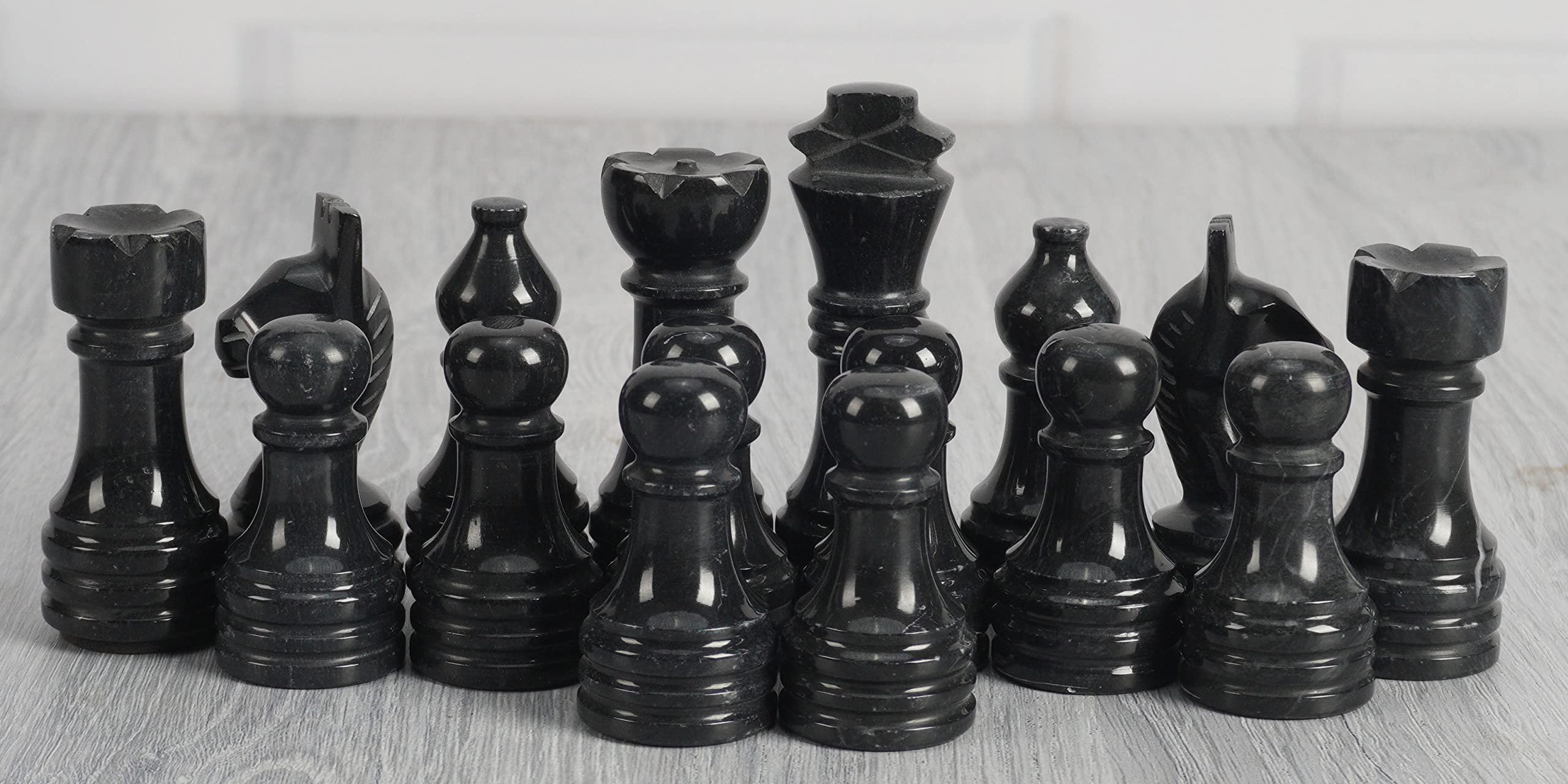 Radicaln Marble Chess Pieces Black & Multi Green 3.5 Inch King Figures Handmade 32 Chess Figures - Suitable for 16-20 Inch Chess Game - Board Games