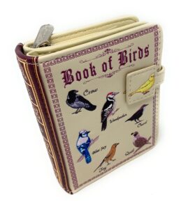 shag wear book of birds small wallet for women and geet girls vegan faux leather 4.5" beige