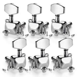 vangoa 3l3r 6 pieces semi-closed guitar string tuning pegs tuner machine heads knobs tuning keys for acoustic or electric guitar, chrome(type b)