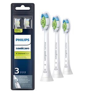 philips sonicare genuine w diamondclean replacement toothbrush heads, 3 brush heads, white, hx6063/65