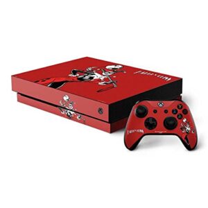 skinit decal gaming skin compatible with xbox one x console and controller bundle - officially licensed warner bros harley quinn portrait design