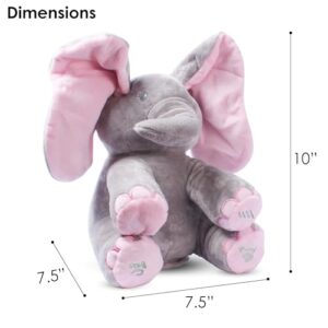 Dimple Peek A Boo Elephant Toy, Interactive Singing Stuffed Elephant Plush with Moving Ears, Musical Stuffed Animal for Babies and Toddlers, Adorable Elephant Baby Toy