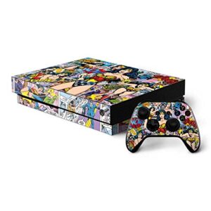 skinit decal gaming skin compatible with xbox one x console and controller bundle - officially licensed warner bros wonder woman comic blast design