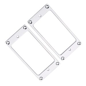 2 pcs metal flat humbucker cover guitar pickup frame mounting ring (silver) chrome pickup rings humbucker mounting ring chrome guitar pickup rings