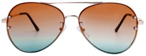 the fresh oversize rimless double crossbar ocean color lens aviator sunglasses 61mm gift box (5-gold, brown/green)