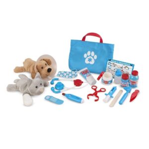 melissa and doug lci8520 examine and treat pet vet play set, 24 pieces, complete toys set with plush dog and cat, sold as 1 set