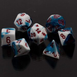 DND Dice Set-Chessex D&D Dice-16mm Gemini Astral Blue, White, and Red Plastic Polyhedral Dice Set-Dungeons and Dragons Dice Includes 7 Dice - D4 D6 D8 D10 D12 D20 D% (CHX26457)