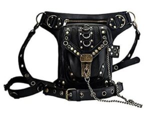 wendin rock leather & vintage gothic retro steampunk handbag victorian style shoulder waist bag black